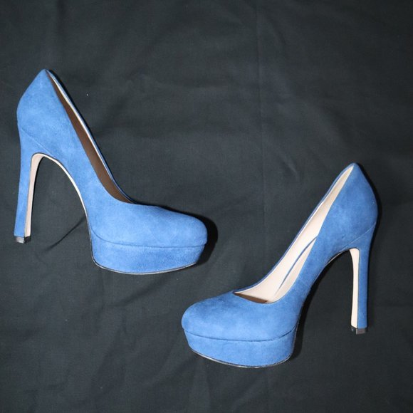 Joan & David | Shoes | Royal Blue Platform Pump High Heel Round Toe ...